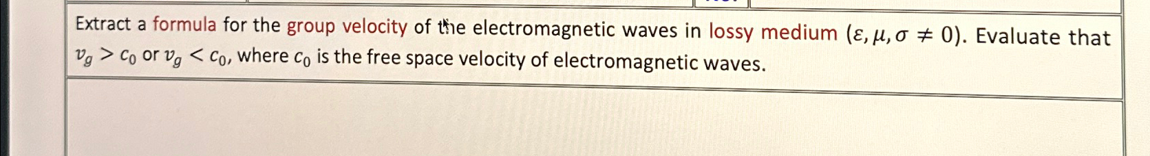 Solved Extract a formula for the group velocity of the | Chegg.com