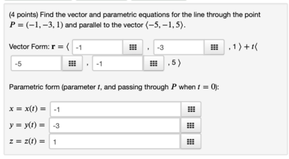 Solved (5) ﻿Find the vector and parametric equations for the | Chegg.com