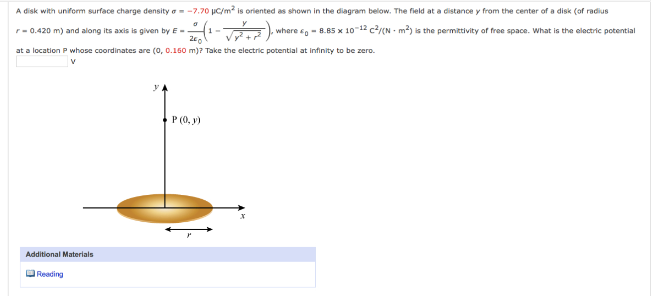 Solved A disk with uniform surface charge density | Chegg.com
