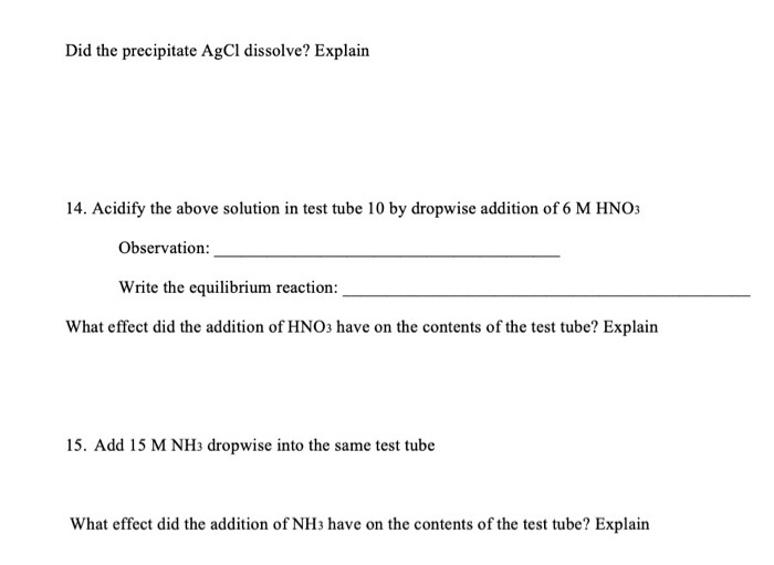 Solved 14. Acidify the above solution in test tube 10 by | Chegg.com