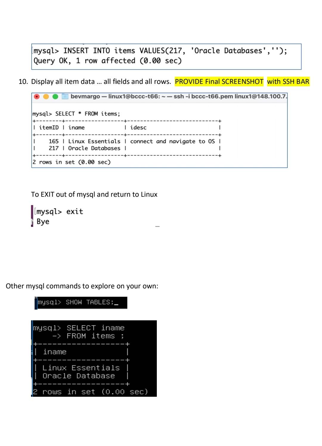 Solved INF-165 MySQL LAB/ Project - UBUNTU remote server | Chegg.com