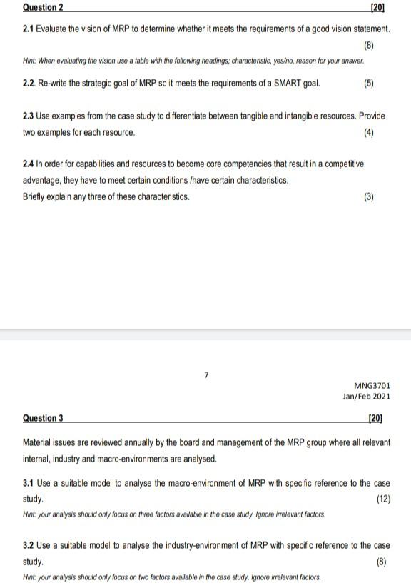 Solved 2.1 Evaluate the vision of MRP to determine whether | Chegg.com