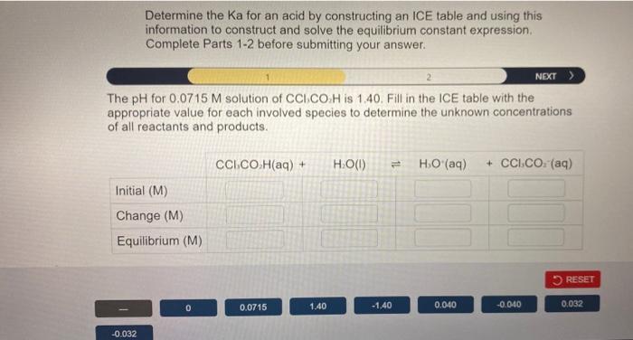 Solved Determine the Ka for an acid by constructing an ICE | Chegg.com