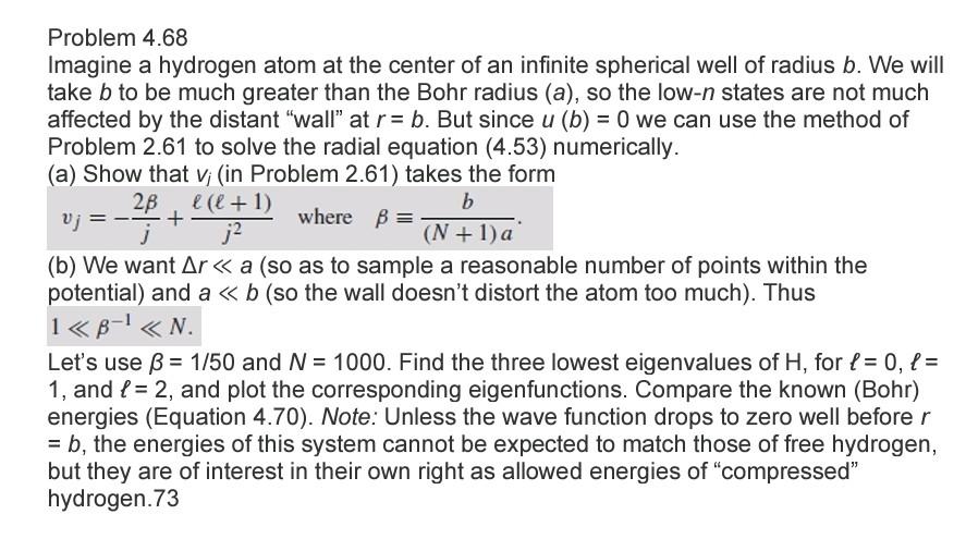 Solved Problem 4.68 Imagine a hydrogen atom at the center of | Chegg.com