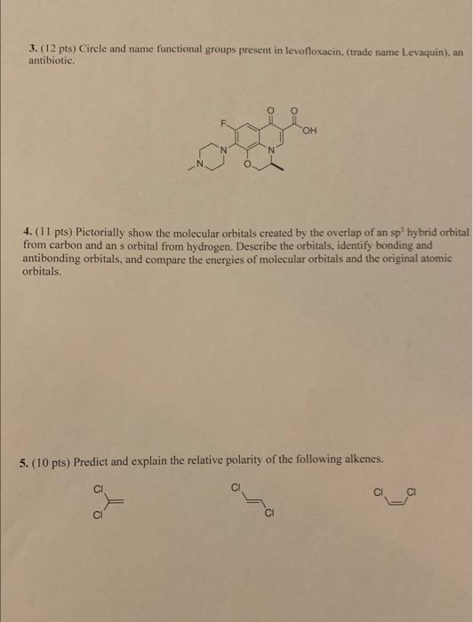 Solved 3. (12 pts) Circle and name functional groups present | Chegg.com