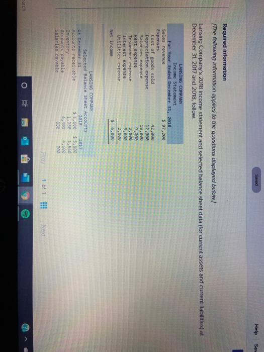 Solved Saved Help Sav Required information The following | Chegg.com Solved Saved Help Sav Required information The following | Chegg.com