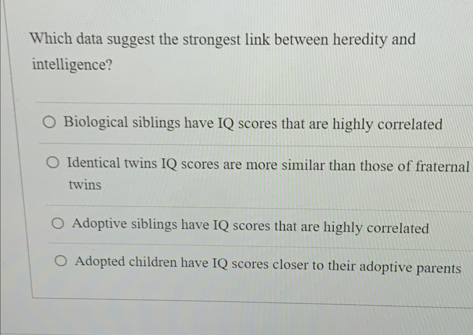 Solved Which data suggest the strongest link between | Chegg.com