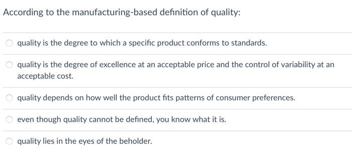 Solved According to the manufacturing-based definition of | Chegg.com