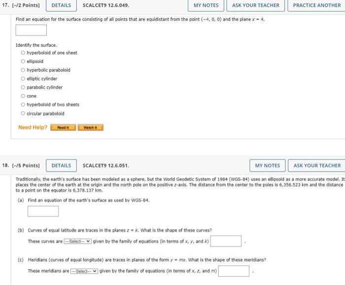 Solved 14. [-/9 Points) DETAILS SCALCET9 12.6.035. MY NOTES | Chegg.com