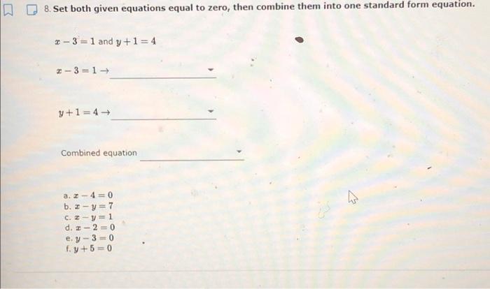 Solved In 8. Set both given equations equal to zero, then | Chegg.com