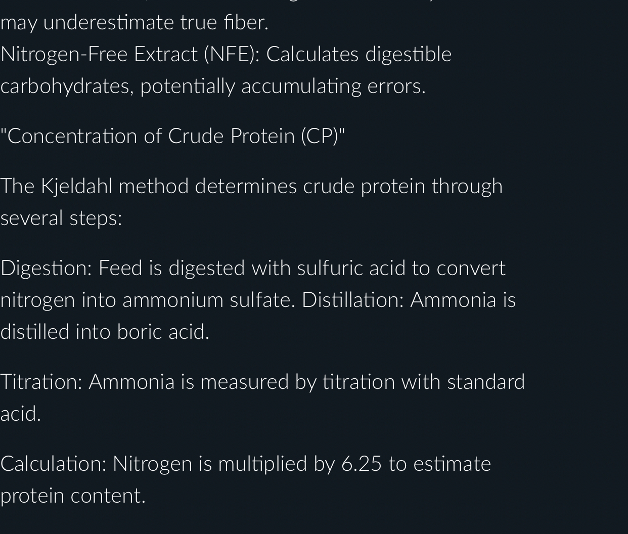 may underestimate true fiber.Nitrogen-Free Extract | Chegg.com