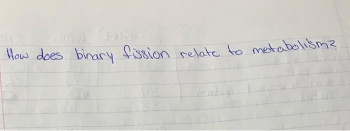 Solved How does binary fission relate to metabolism? | Chegg.com