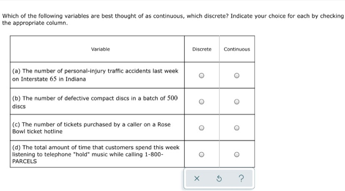 Solved Which of the following variables are best thought of | Chegg.com