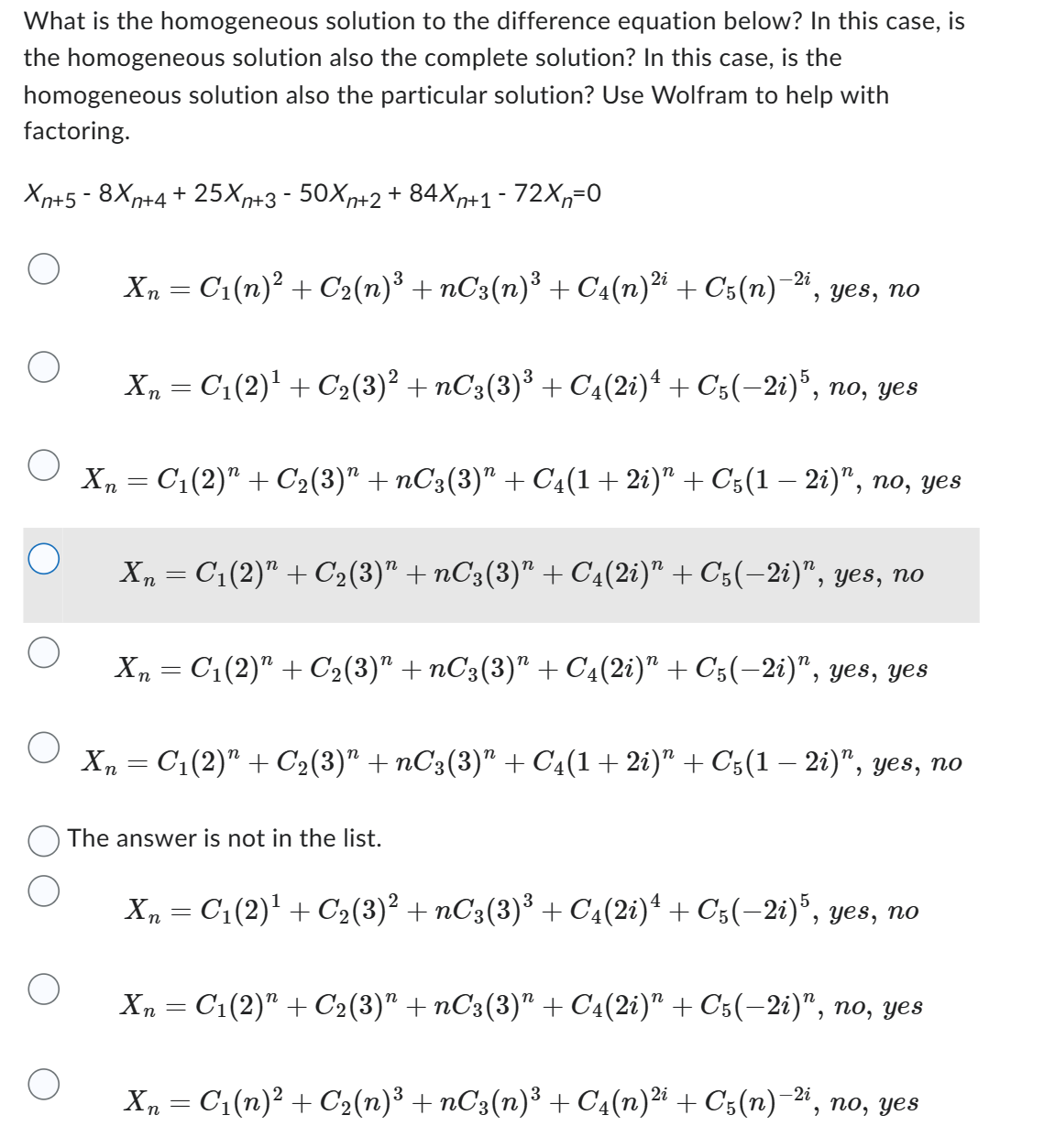 Solved What is the homogeneous solution to the difference | Chegg.com