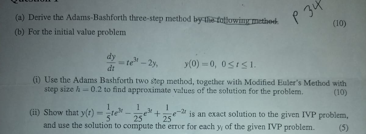 (a) Derive the Adams-Bashforth three-step method by | Chegg.com (a) Derive the Adams-Bashforth three-step method by | Chegg.com