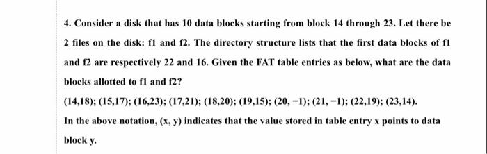 Solved 4. Consider a disk that has 10 data blocks starting | Chegg.com