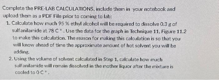 Solved Complete the PRE-LAB CALCULATIONS, include them in | Chegg.com