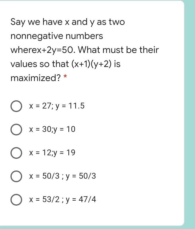 Solved Say we have x and y as two nonnegative numbers | Chegg.com