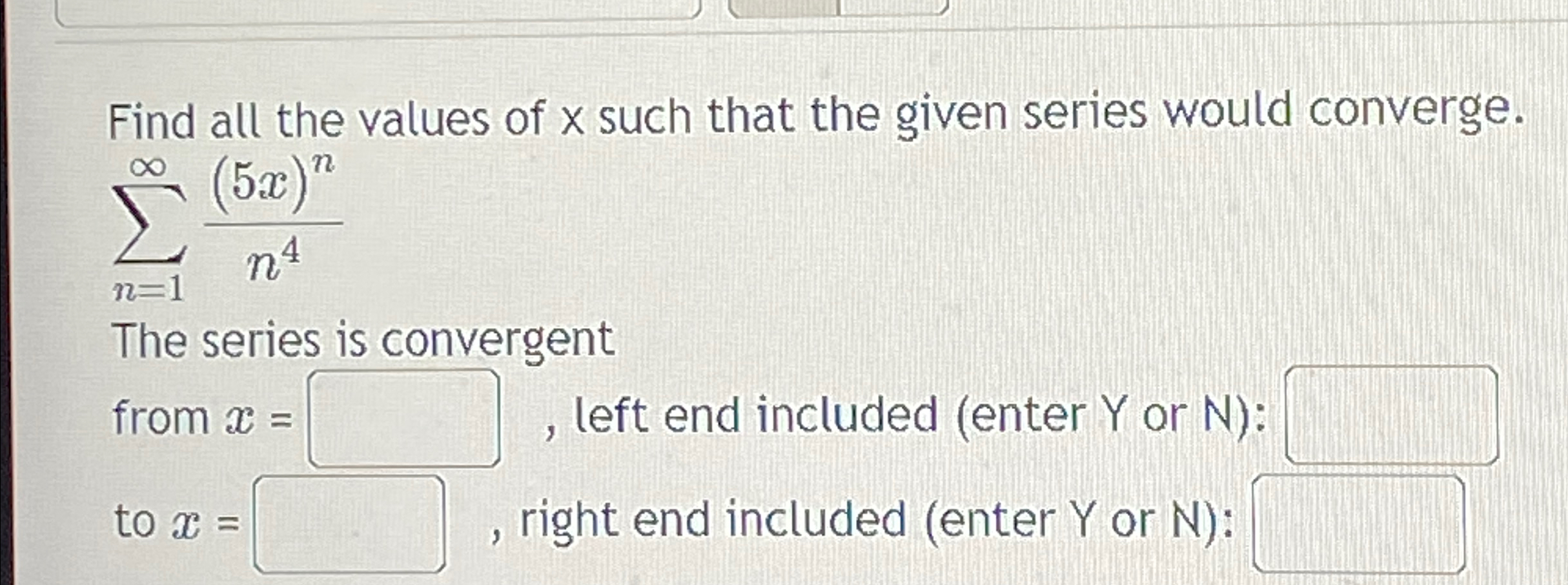 Solved Find all the values of x ﻿such that the given series | Chegg.com