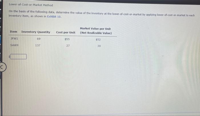 Solved Lower-of-cost-or-Market Method On the basis of the | Chegg.com Solved Lower-of-cost-or-Market Method On the basis of the | Chegg.com