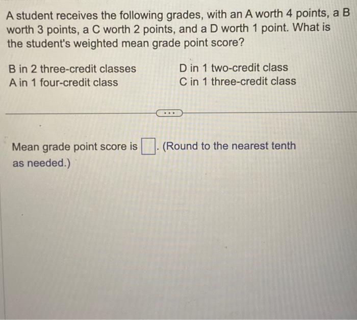 Solved A student receives the following grades, with an A | Chegg.com Solved A student receives the following grades, with an A | Chegg.com