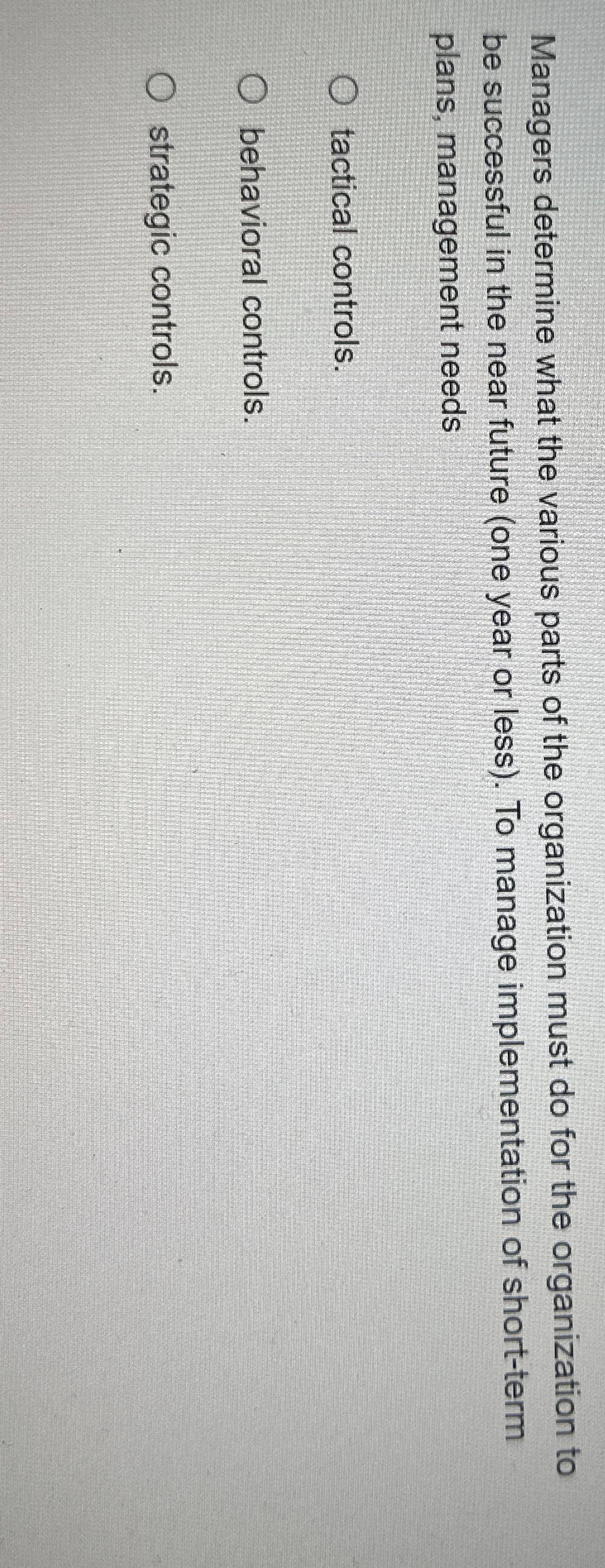Solved Managers determine what the various parts of the | Chegg.com