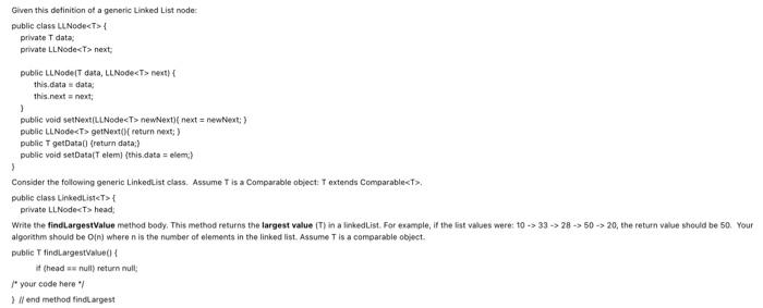 Solved Given this definition of a generic Linked List node: | Chegg.com