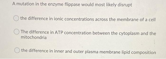 Solved A mutation in the enzyme flippase would most likely | Chegg.com