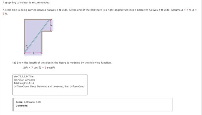Solved A graphing calculator is recommended. A steel pipe is | Chegg.com