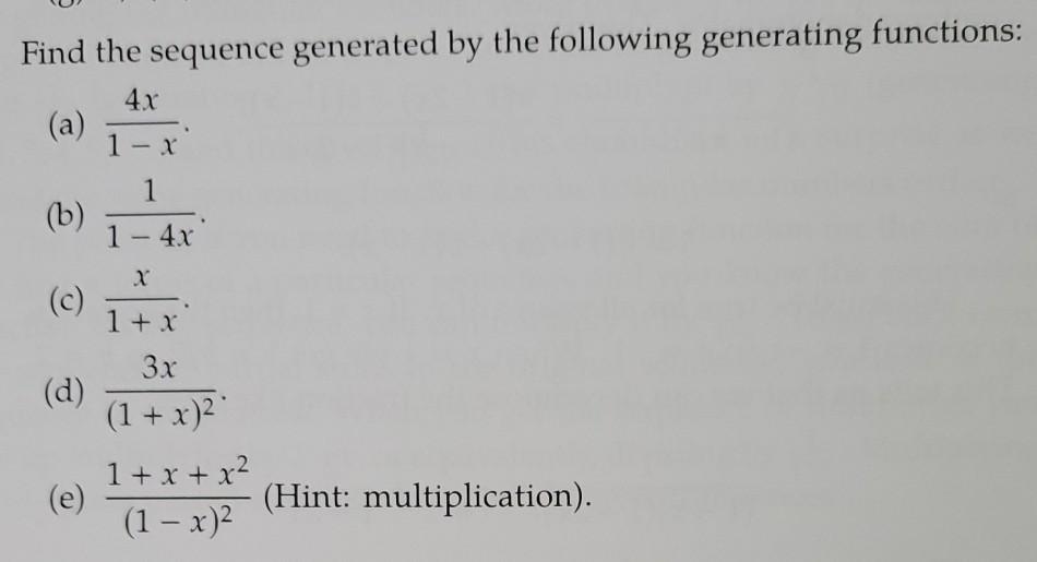 Solved Find the sequence generated by the following | Chegg.com