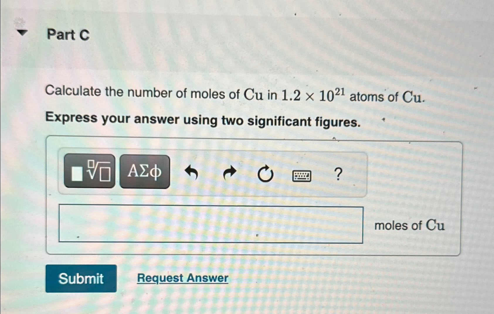 Solved Part CCalculate the number of moles of Cu ﻿in | Chegg.com