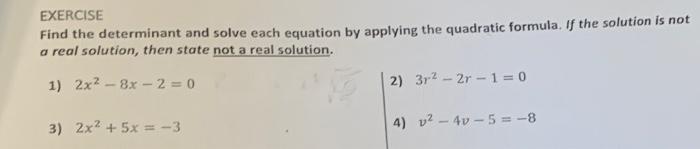 Solved EXERCISE Find the determinant and solve each equation | Chegg.com