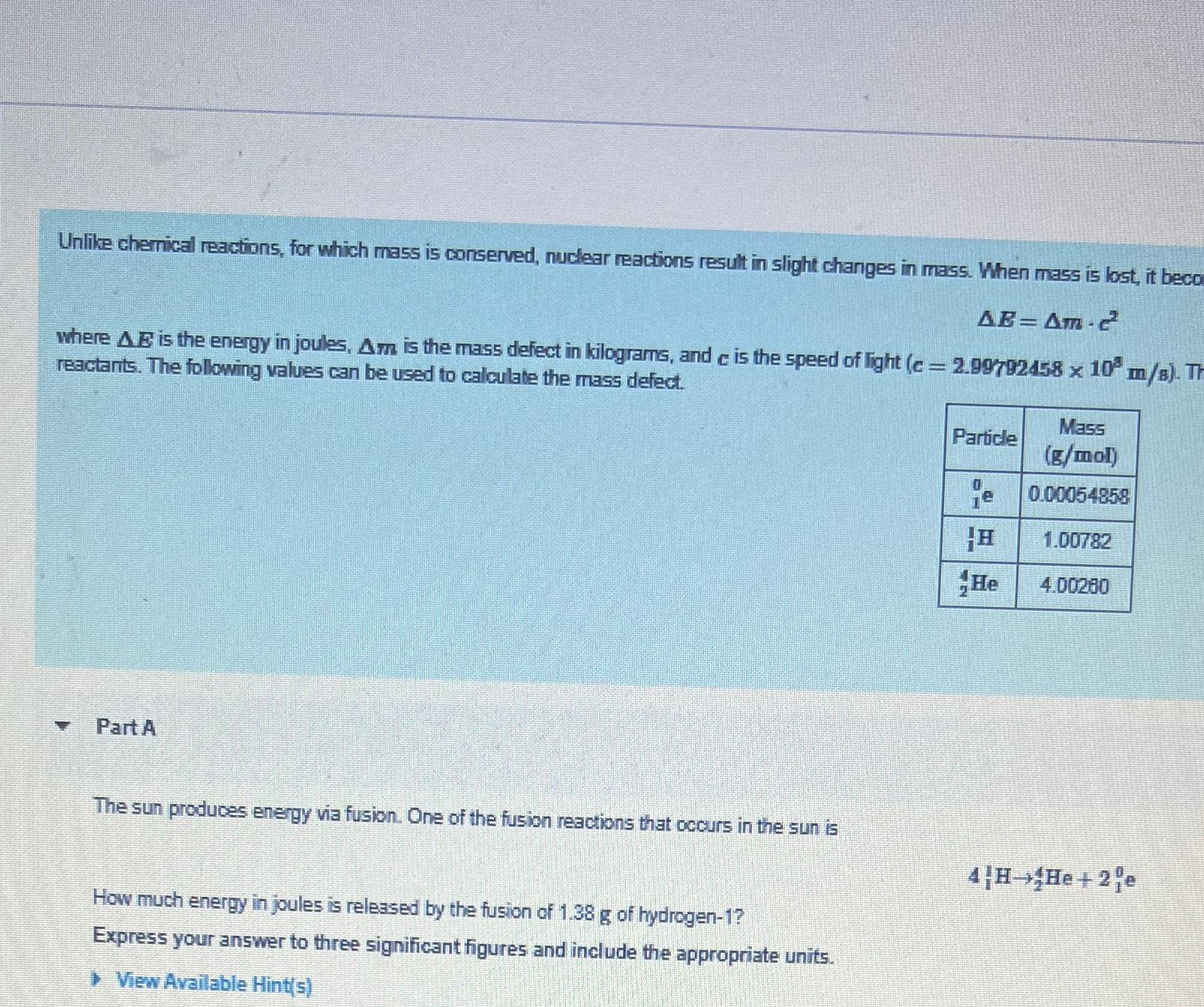 Solved Unlike chemical reactions, for which mass is | Chegg.com