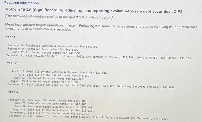 Solved Problem 15-2A (Algo) Recording, adjusting, and | Chegg.com