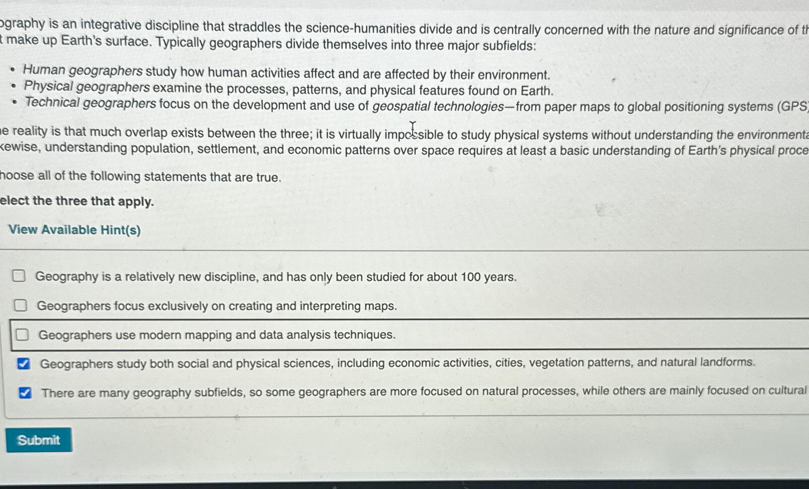 Solved graphy is an integrative discipline that straddles | Chegg.com