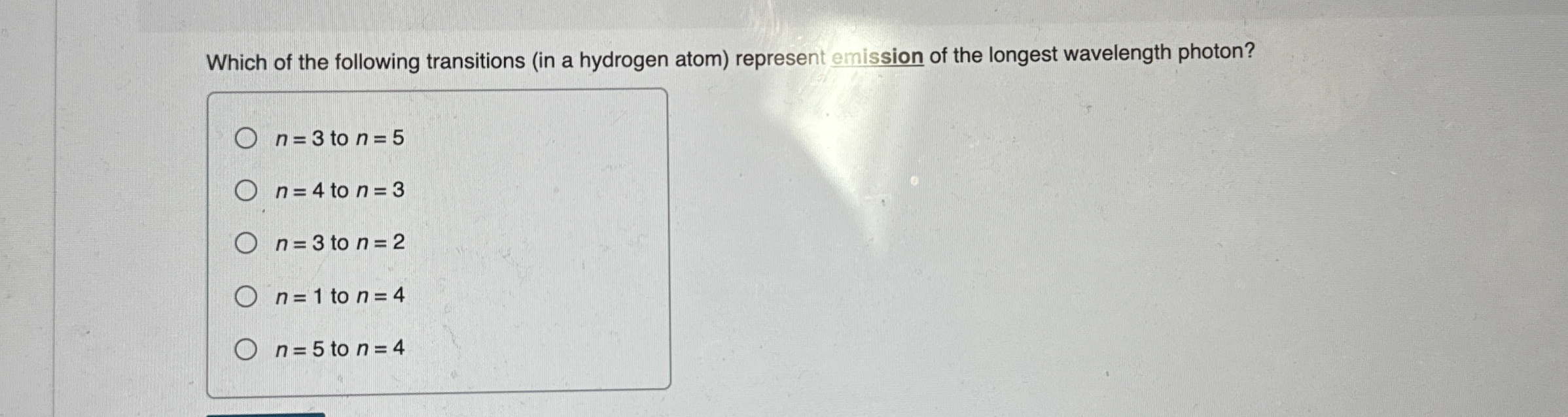 Solved Which of the following transitions (in a hydrogen | Chegg.com