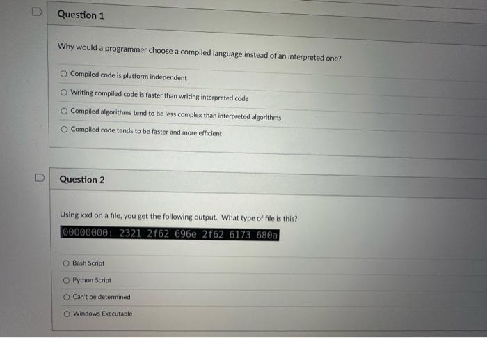 Solved Why would a programmer choose a compiled language | Chegg.com