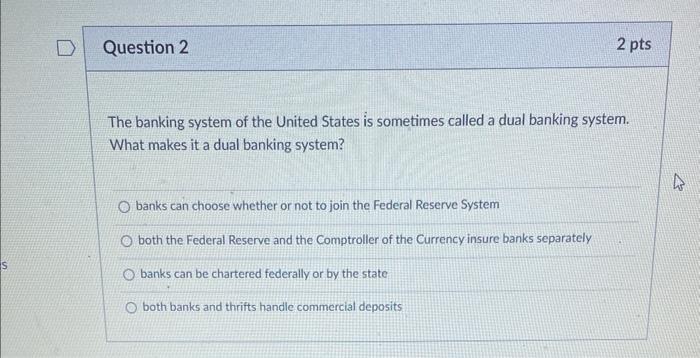 Solved The banking system of the United States is sometimes | Chegg.com