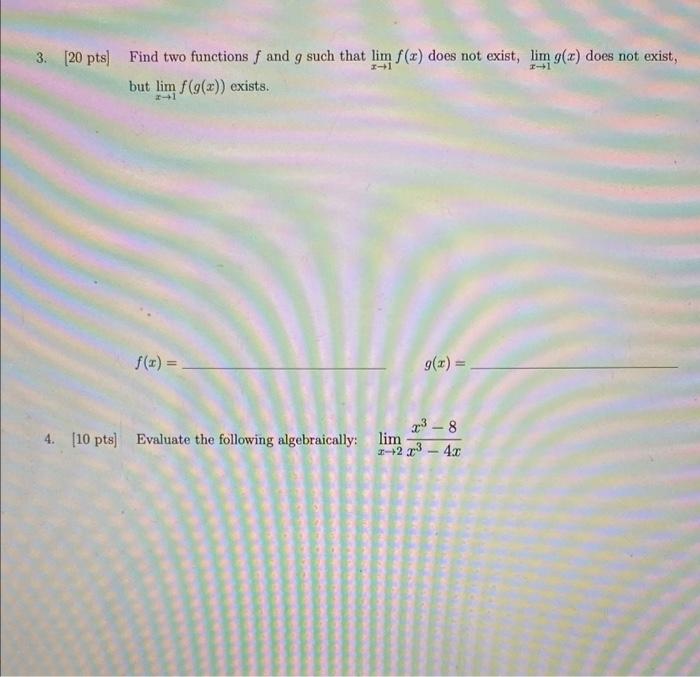 Solved Find two functions f and g such that limx→1f(x) does | Chegg.com