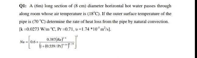 Solved Q1: A (6m) long section of (8 cm) diameter horizontal | Chegg.com