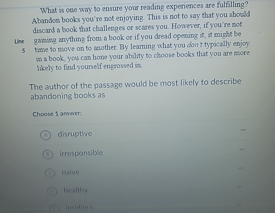 Solved What is one way to ensure your reading experiences | Chegg.com