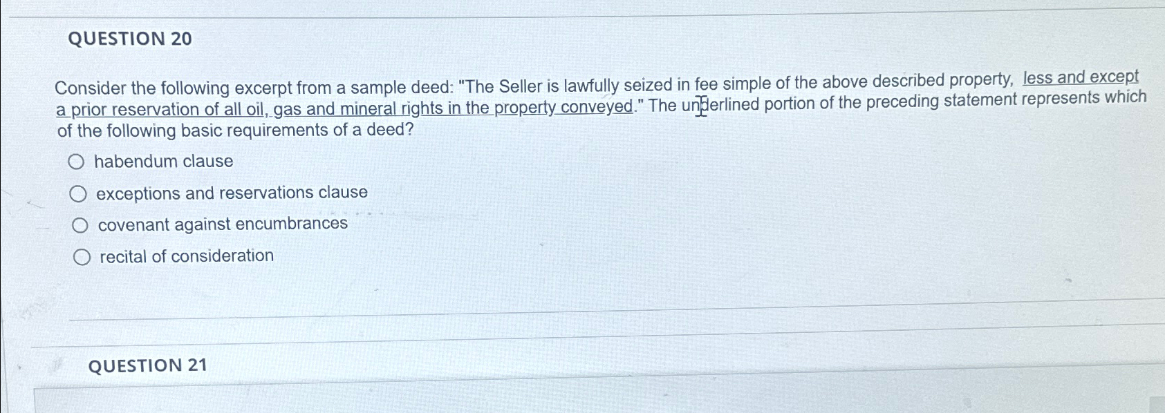 Solved QUESTION 20Consider the following excerpt from a | Chegg.com