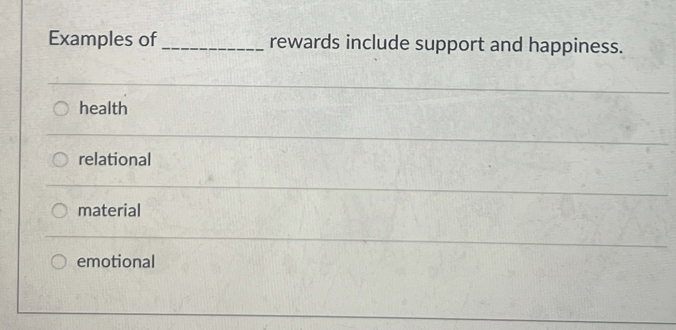Solved Examples of ﻿rewards include support and | Chegg.com