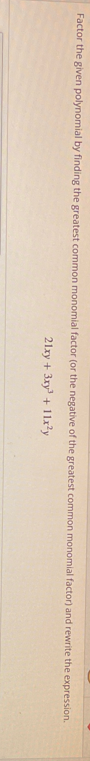 Solved Factor The Given Polynomial By Finding The Greatest