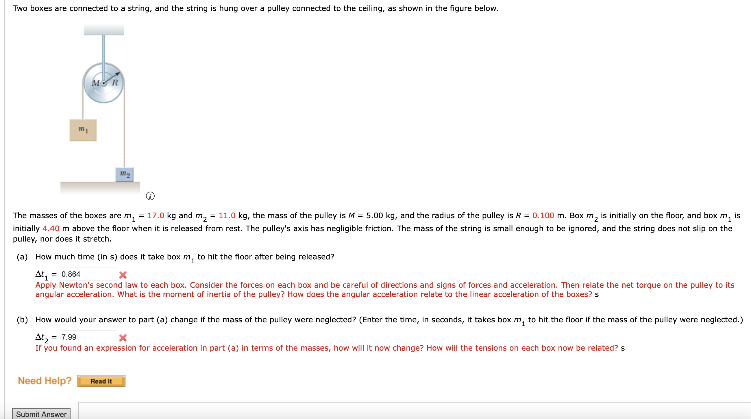 Solved Two boxes are connected to a string, and the string | Chegg.com