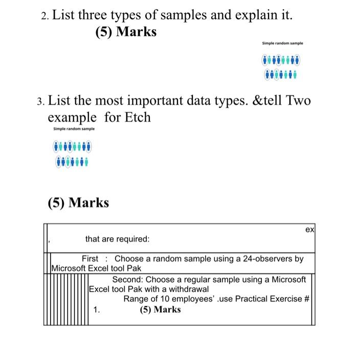 Solved 2. List three types of samples and explain it. (5) | Chegg.com