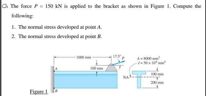 Solved The force P = 150 kN is applied to the bracket as | Chegg.com