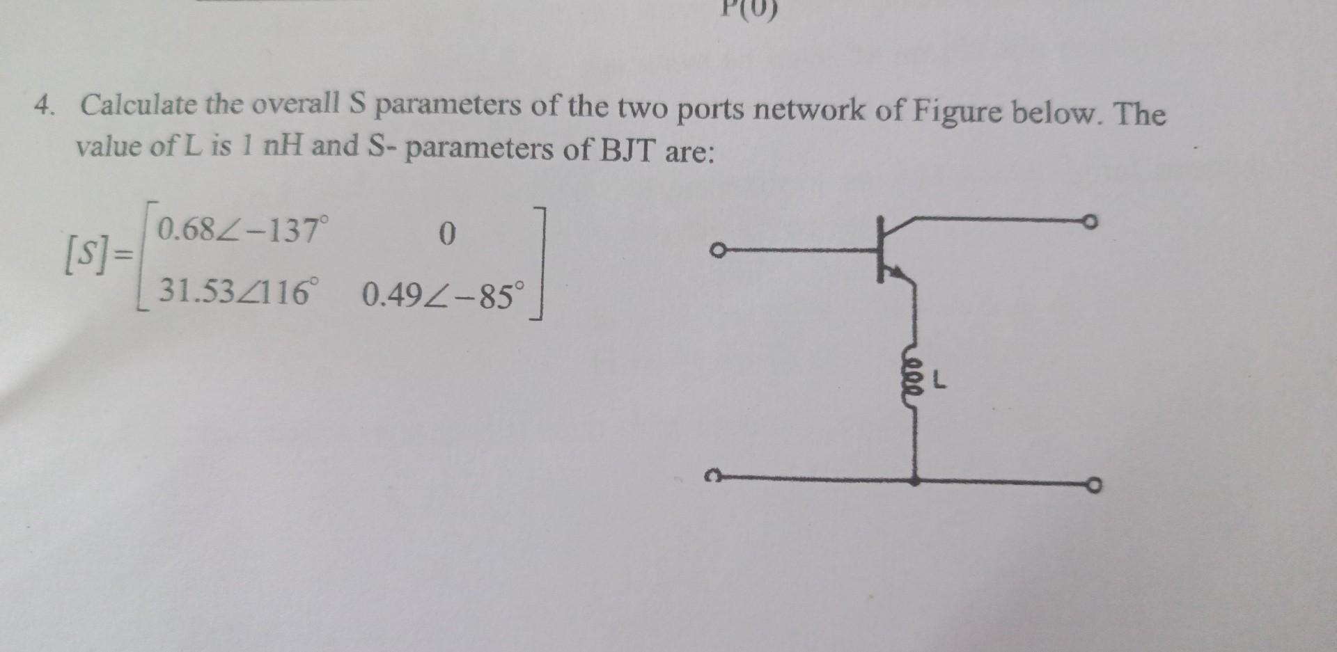 Solved 4. Calculate the overall S parameters of the two | Chegg.com