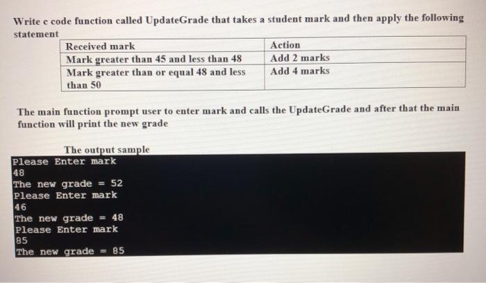 Solved Write e code function called UpdateGrade that takes a | Chegg.com