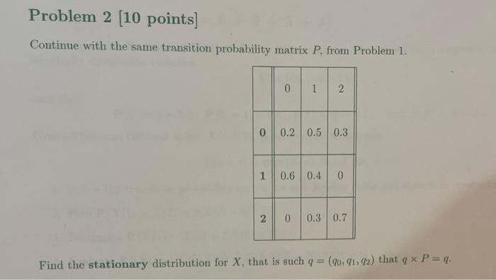 Solved Continue with the same transition probability matrix | Chegg.com